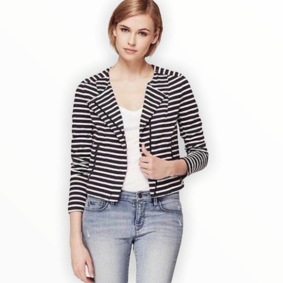 LOFT | Jackets & Coats | Loft Classic Stripe Motorcycle Moto Jacket ...